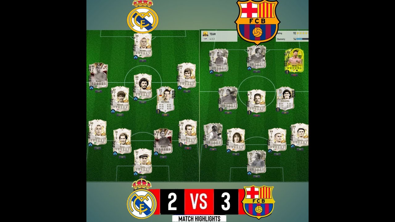 LEGEND XI Real Madrid VS LEGEND XI Barcelona 2-3 Highlights FIFA 19 ...
