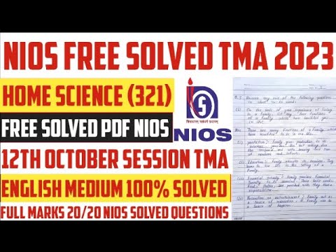 nios 12th home science tma 2023 | home science (321) solved tma English medium | October month ...