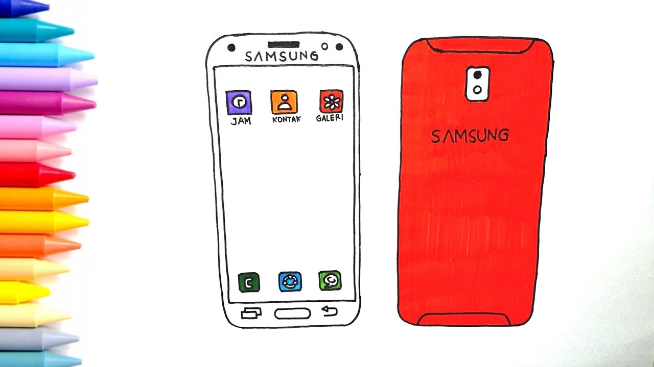 Cara menggambar ponsel / hp samsung - YouTube