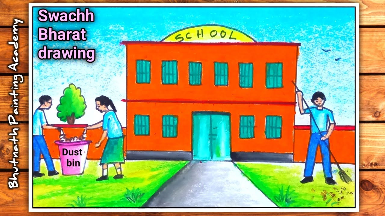 swachh vidyalaya drawing||swachh bharat abhiyan poster - YouTube