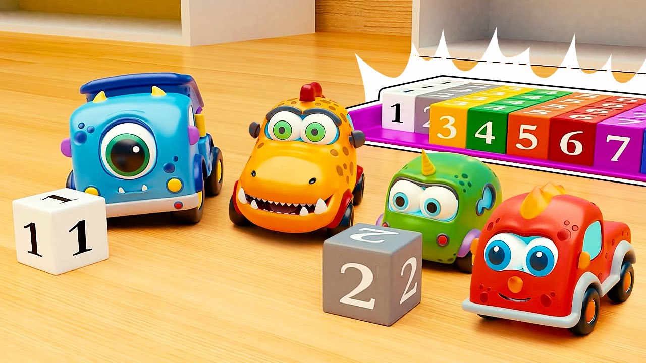 The little monster cars came up with an interesting game using cubes ...