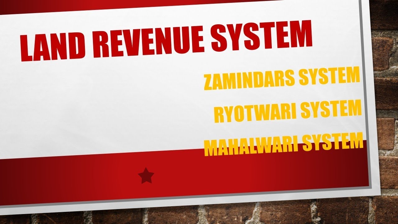 Land Revenue System In India | Zamindari System| Ryotwari System ...