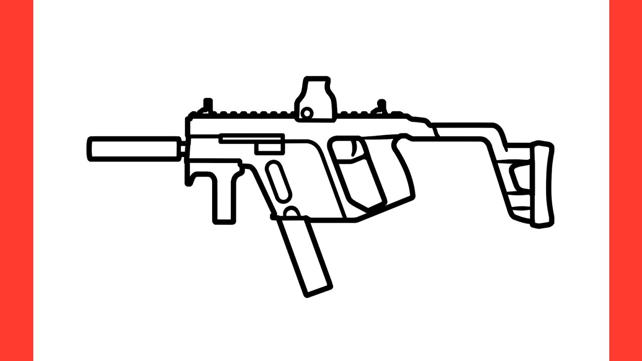How to draw a KRISS VECTOR SMG step by step / drawing vector smg from ...