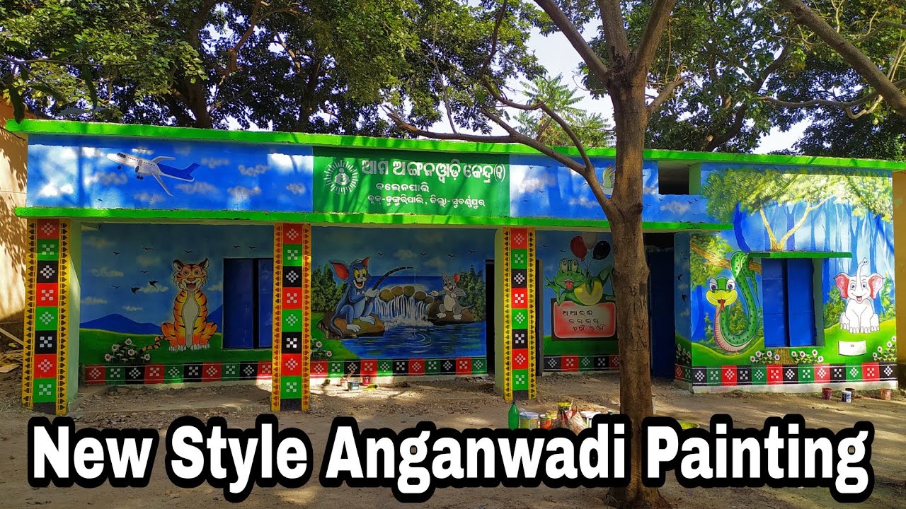 Anganwadi Wall painting New Style 2024 Dina Art call 6372793271 - YouTube