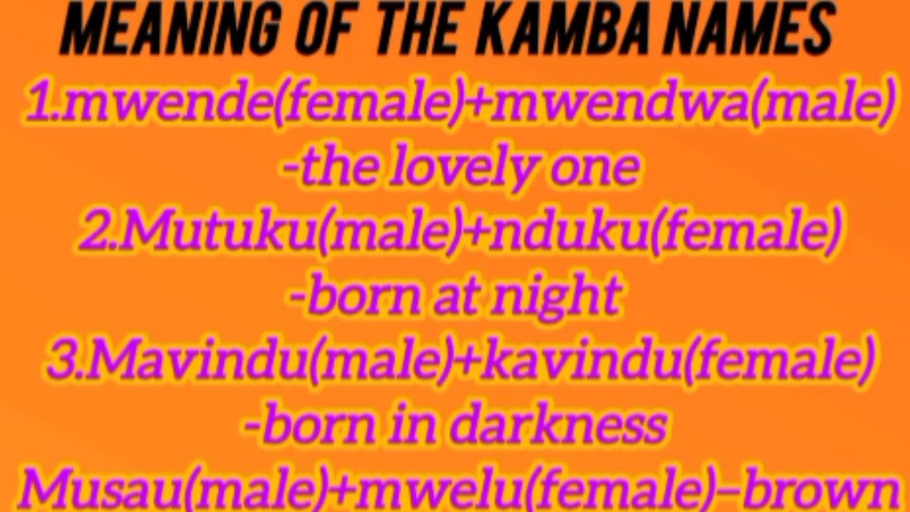 Learn kikamba kamba NAMES MEANINGS Free Subscribe more lessons on the ...