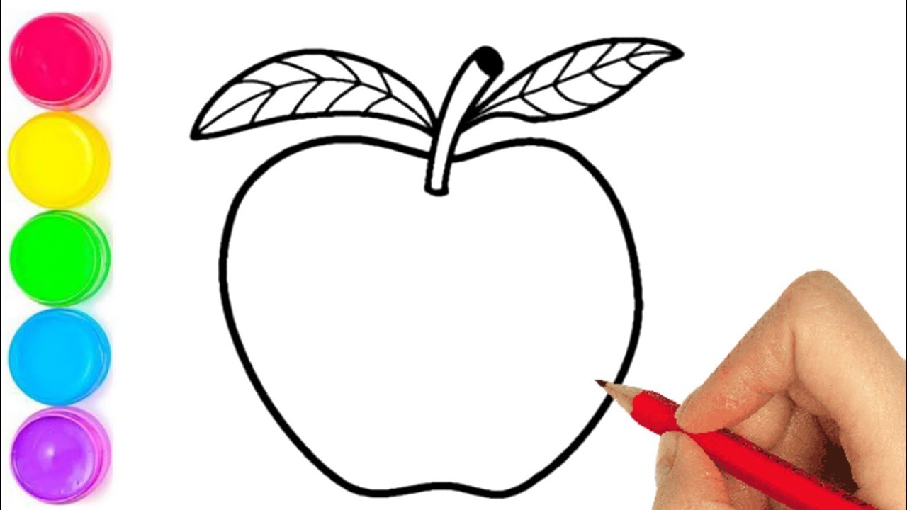 Apple drawing || How to draw an apple easy step by step || apple ...
