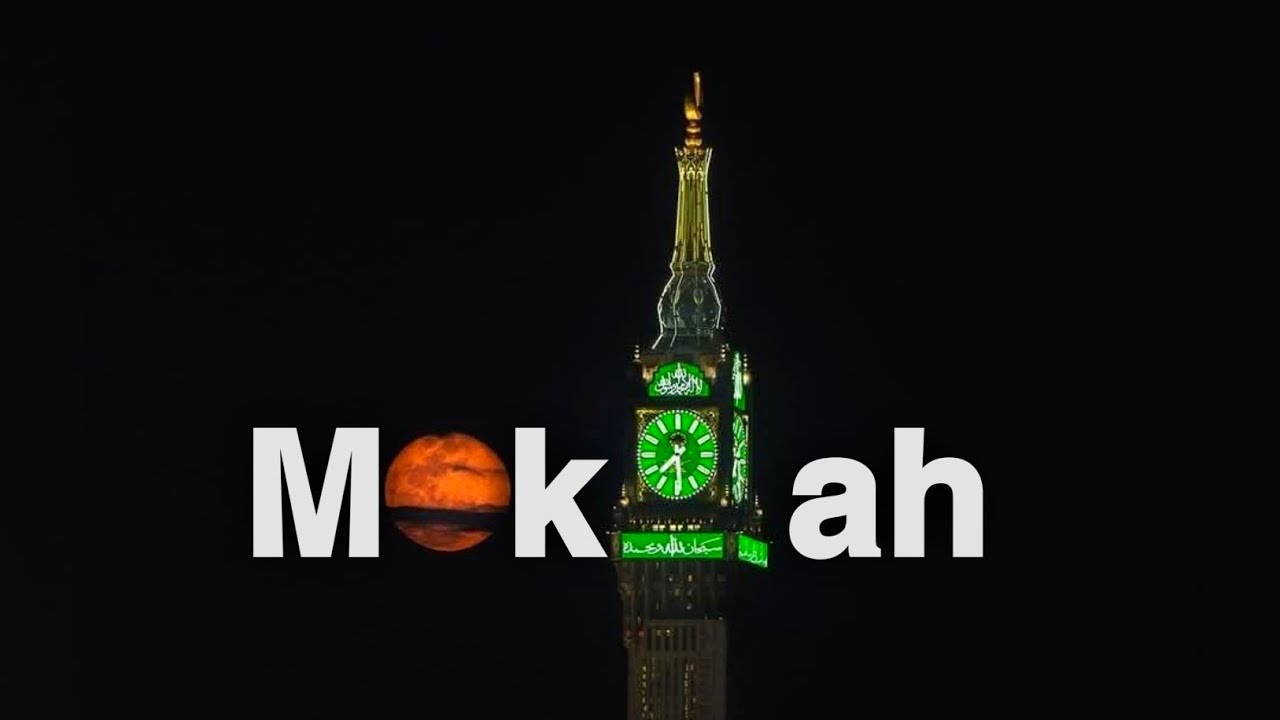 Mecca clock tower green light open | Beautiful view light open Royal ...