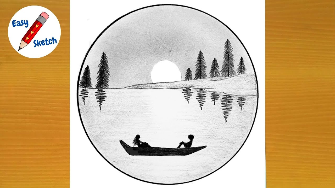 How To Draw: Romantic Scenery Of Couple On The Water - YouTube