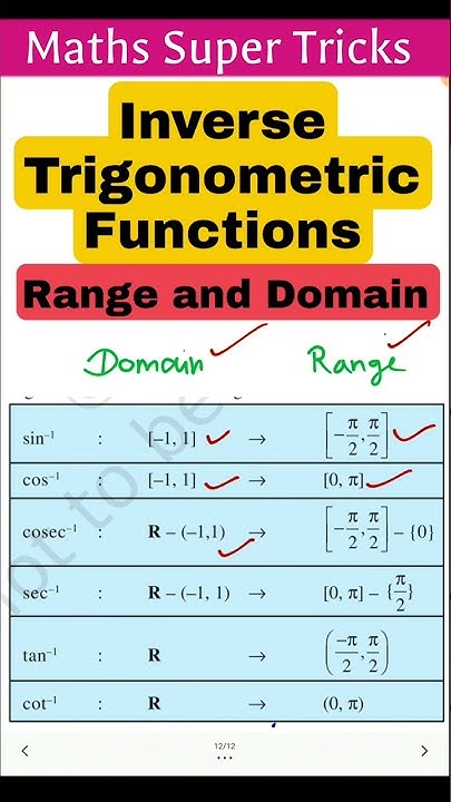 Range and domain of inverse Trigonometric Functions #pi2infinity # ...