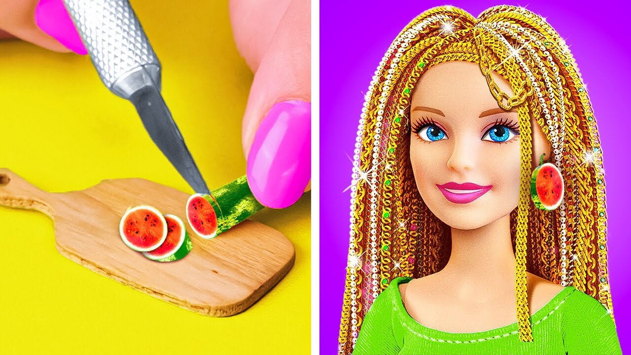 ADORABLE BARBIE DOLL MAKEOVER 🎀 Creating Tiny Crafts! DIY Ideas to ...