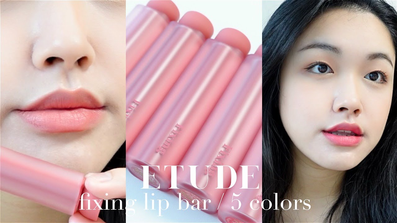 eng 🤍 | Etude Fixing Lip Tint Bar 5 Colors Review 💖 | Korean Beauty ...