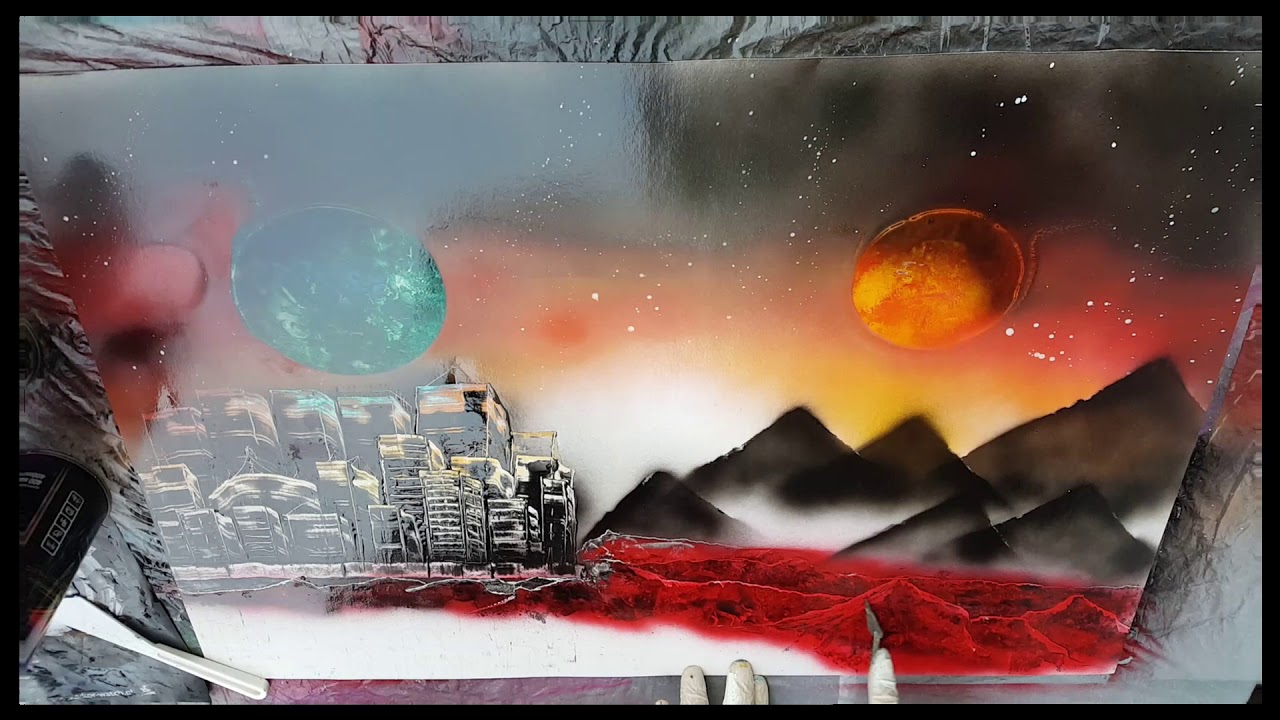 Mountain City - Amazing Spray Paint Art ! - YouTube