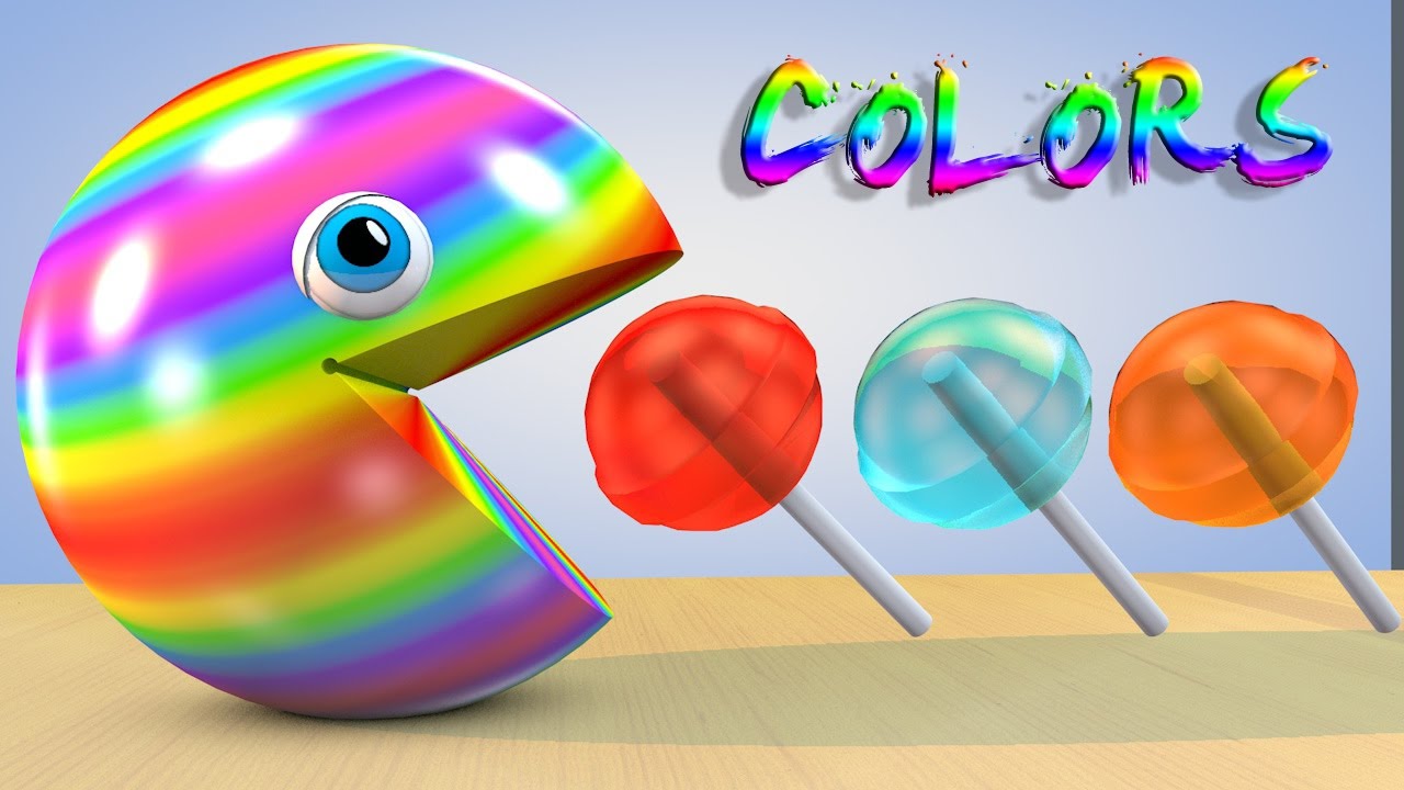 Learn Colors with 3D Pacman Lollipop for Kids Children Toddlers - YouTube