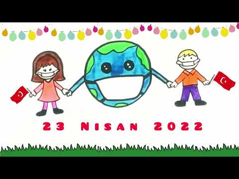 23 Nisan Çizimi / 23 Nisan Resmi Nasıl Çizilir / Elele Tutuşan Çocuk Çizimi / Renkli Çizimler