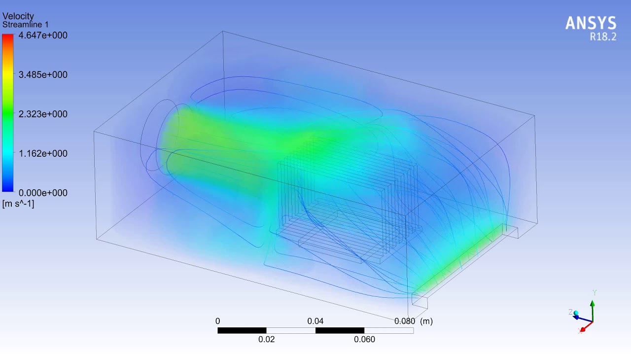 CFD ANIMATION OF AIR FLOW OVER CPU HEAT SINK - YouTube