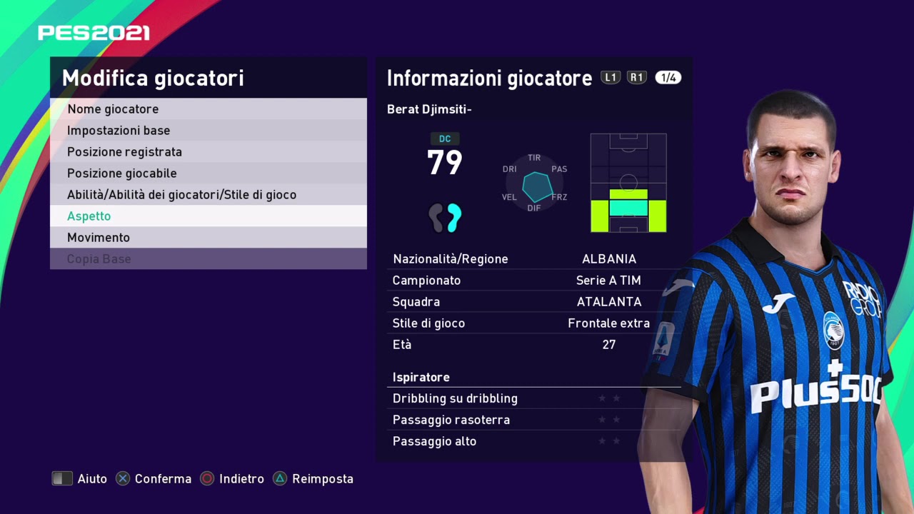 eFootball PES 2021 SEASON UPDATE EDIT DJIMSITI ATALANTA - YouTube