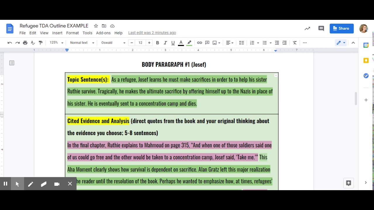 TDA BODY PARAGRAPHS Tutorial Honors - YouTube