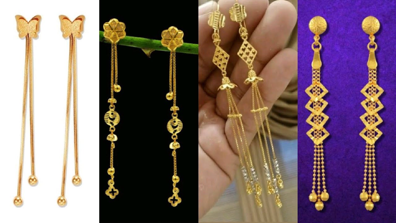 Latest Gold Earring Design/ Latest Long Gold Earring Designs/ Gold ...