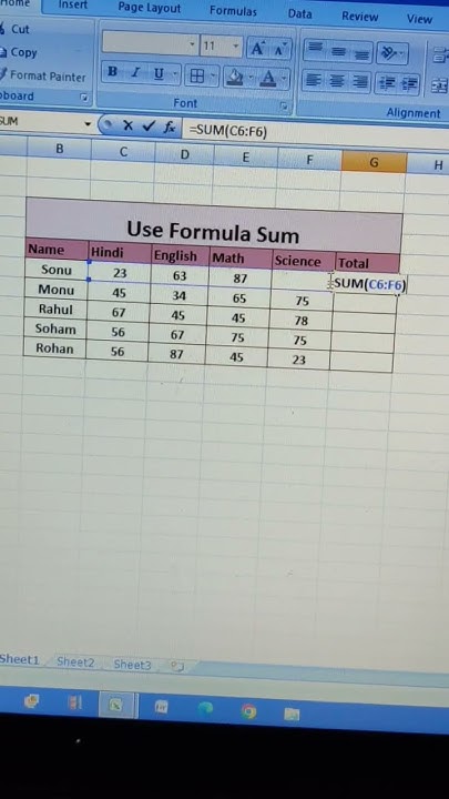 Use Sum Formula In Excel #youtubeshorts #youtube #msexcel #sumformula #shorts #msexceltricks ...