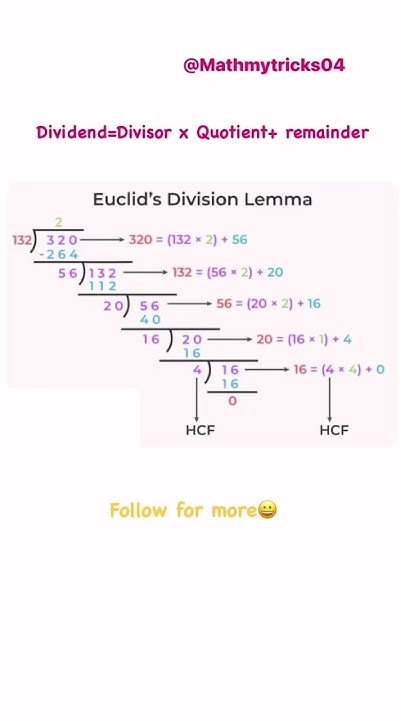 euclid's division algorithm|division algorithmclass10 |#math #education #knowledge #study # ...