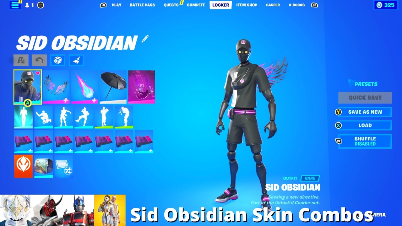 Sid Obsidian Skin Combos (Fortnite Battle Royale) - YouTube