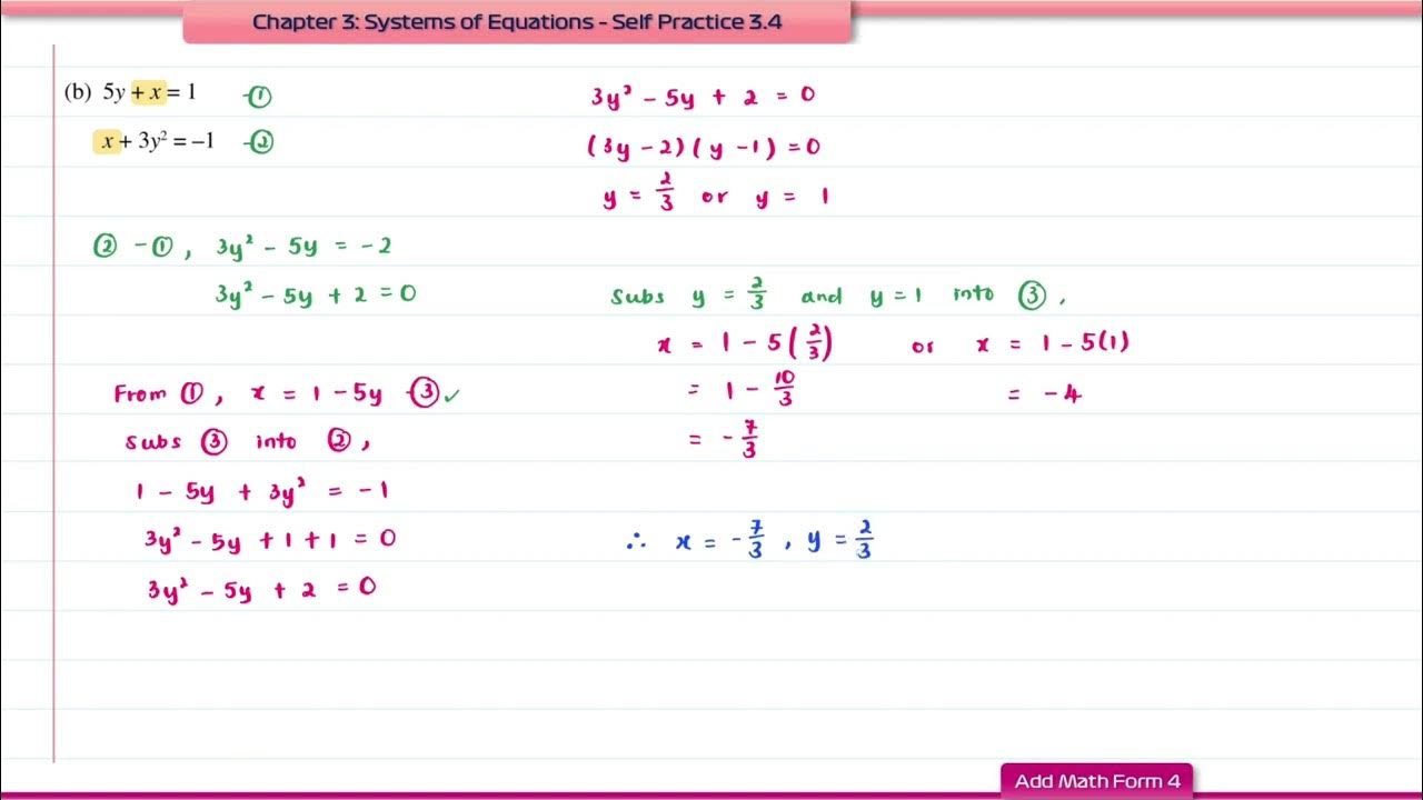 Add Math Form 4 - Chapter 3: Systems of Equations - Self Practice 3.4 ...
