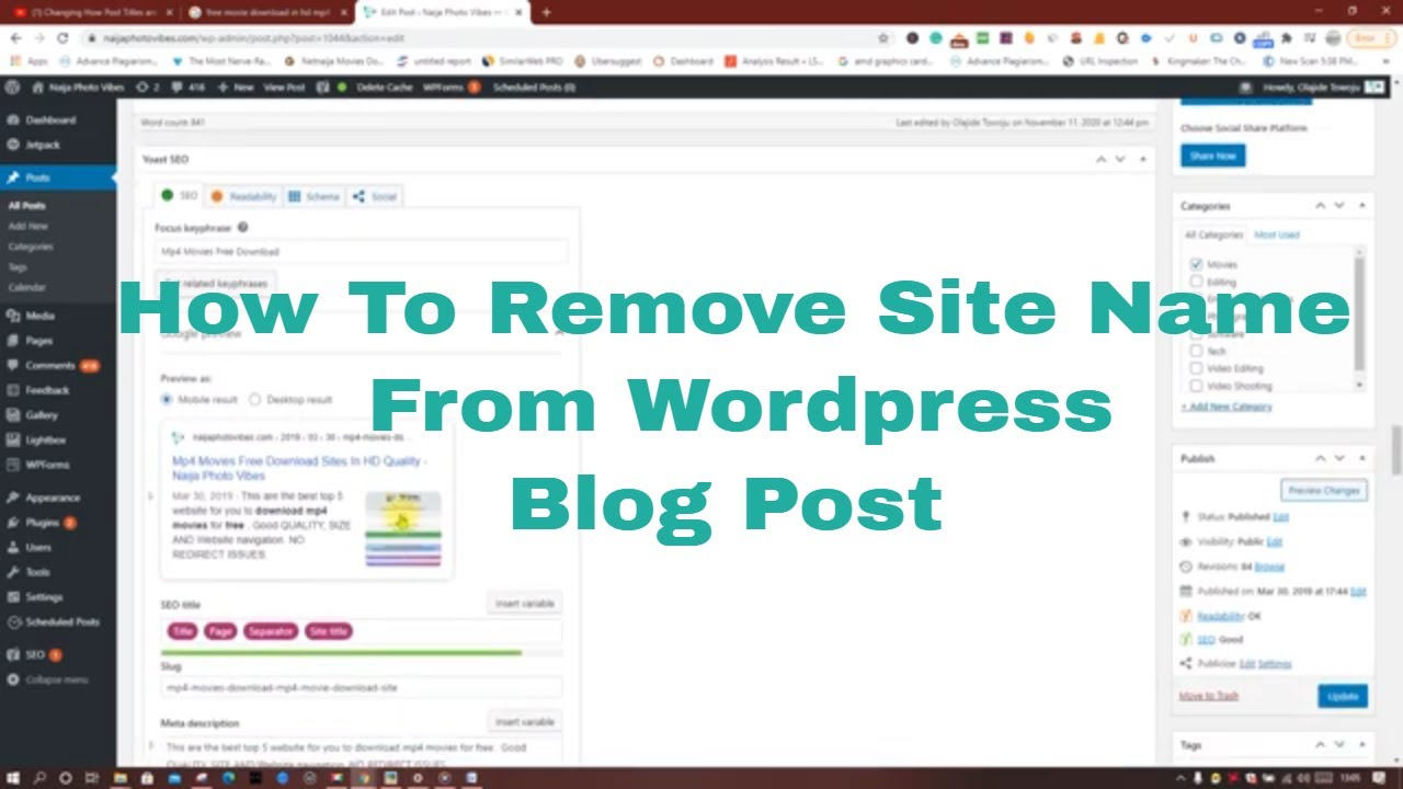 How Remove Site Name From WordPress Blog Post WordPress Tutorial How Remove Site Name From WordPress Blog Post WordPress Tutorial