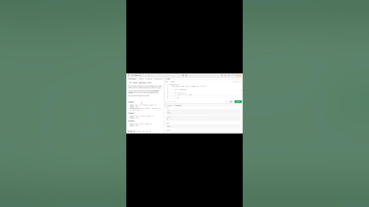 Day 1 Leetcode Problem 1 Swift Swiftui Coding Challenge Daily Leetcode Youtube 