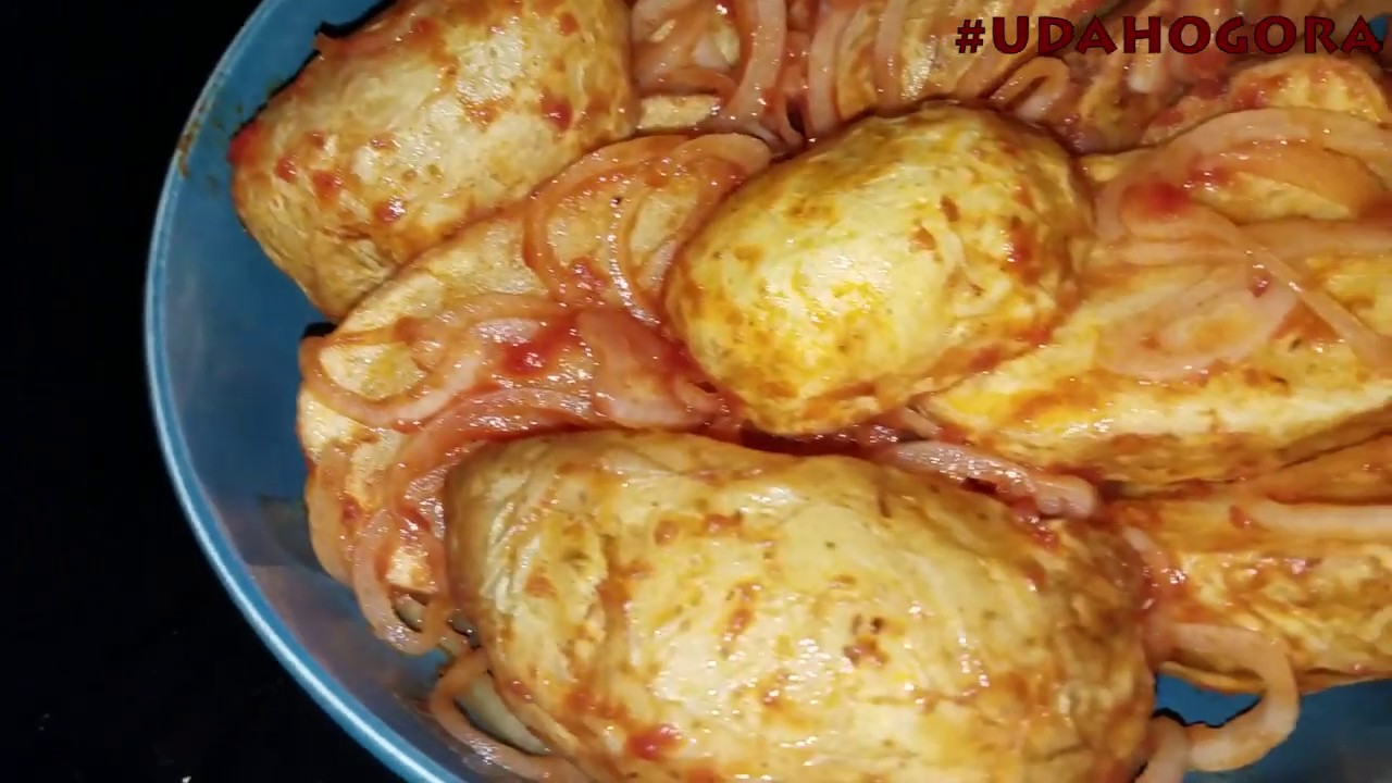 Guteka ibirayi biryoshye by'umutuku || fried potatoes in tomato sauce ...