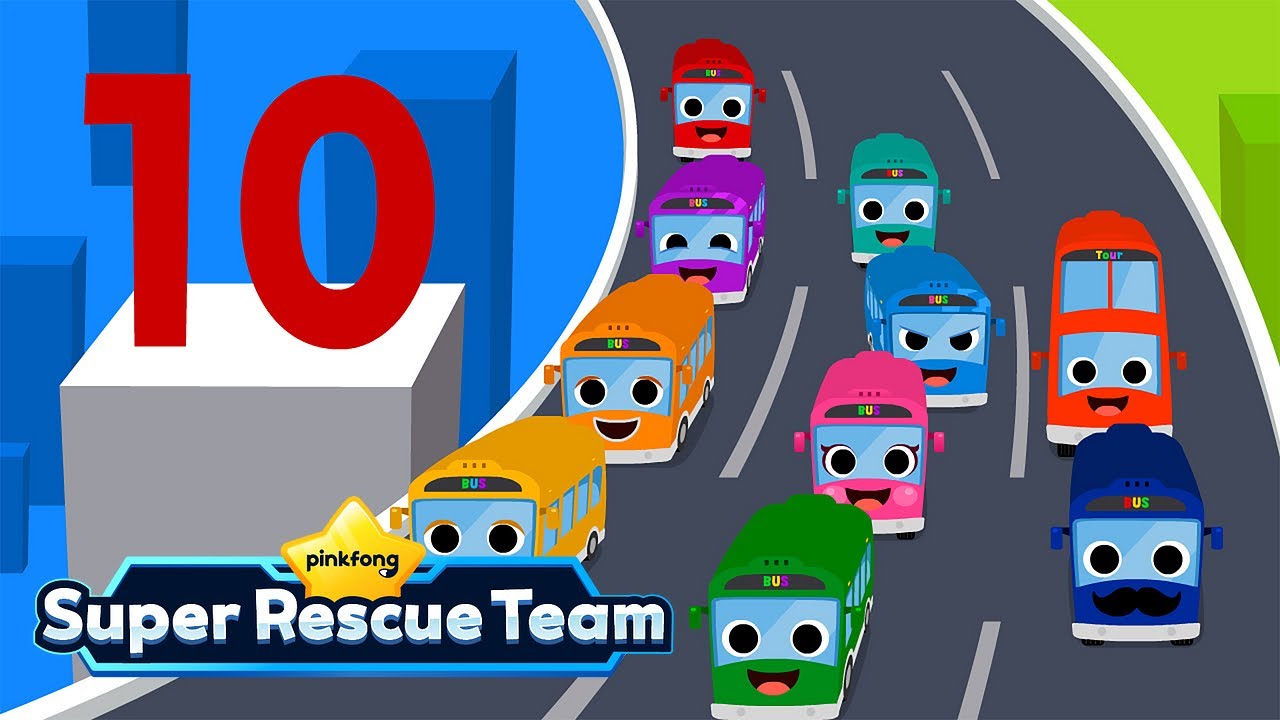 Ten little Buses | One, Two, Three, Four! | Car Song for kids | Pinkfong Super Rescue Team - YouTube