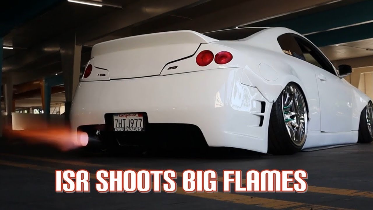 G35 ISR EXHAUST SHOOTS MAD FLAMES !!! - YouTube