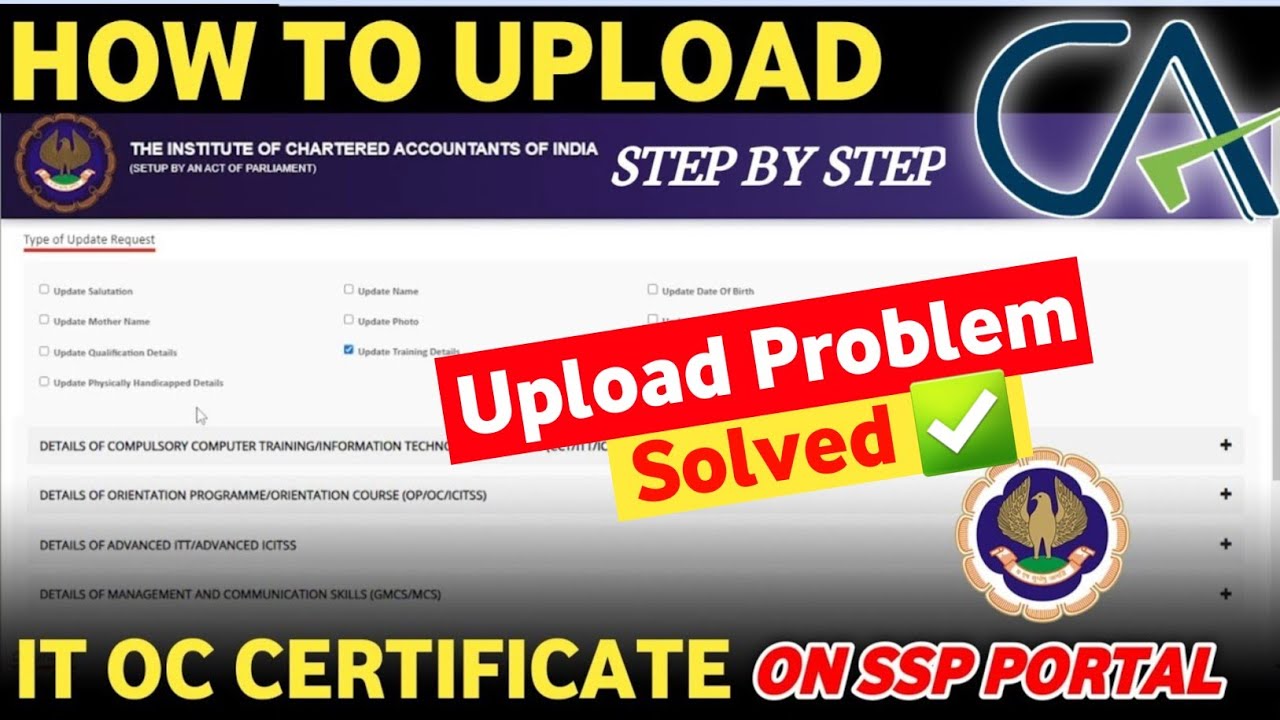 ITT & OC Certificate upload Problem Solved | How to upload ICAI ...