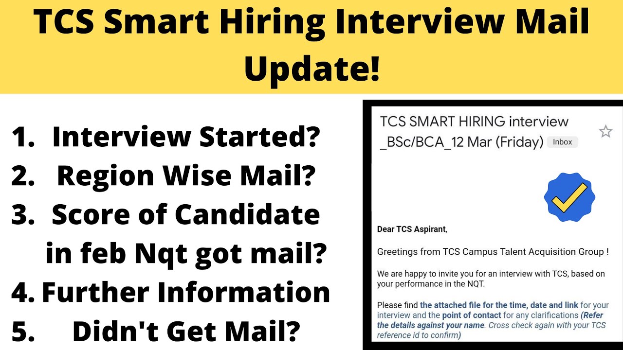 TCS Smart Hiring Interview Mail Update! | BSC/BCA 2021 Interview Update ...