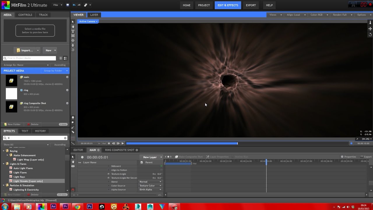(HitFilm) Trapcode Particular vortex Tutorial-The Basic Setup - Edit - YouTube