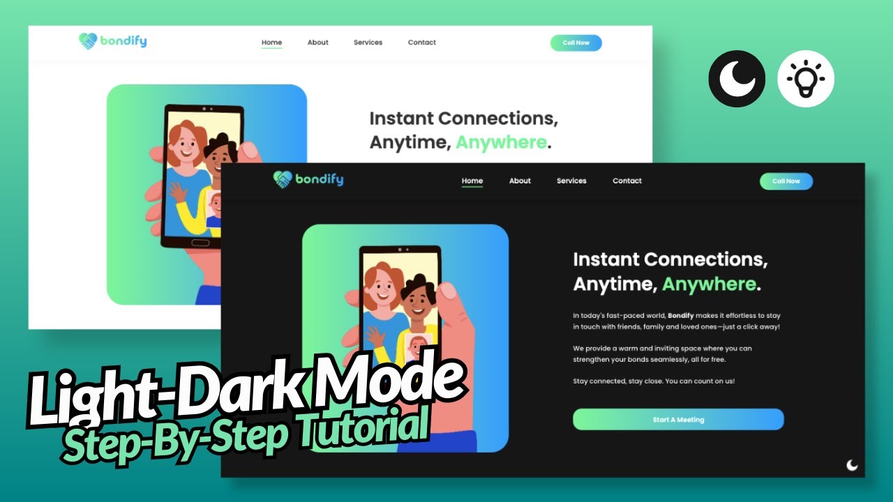 Build Simple DARK-LIGHT Mode Function | HTML, CSS & JS - YouTube