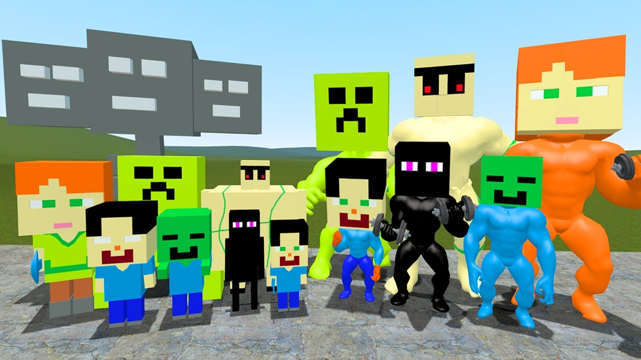 MINECRAFT ARMY vs MUSCLE MINECRAFT ARMY 3D NEXTBOTS [ Garry's Mod ...