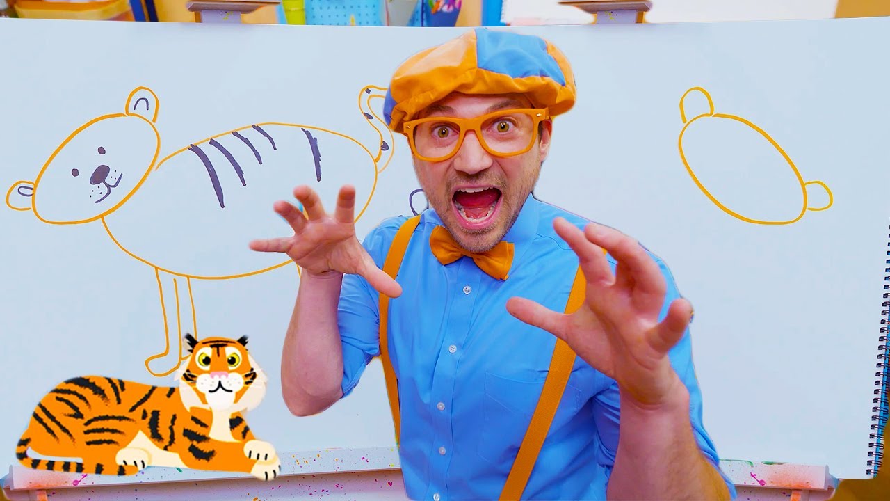 How To Draw A Tiger - EASY ART FOR KIDS! | Blippi's Drawing Lesson # ...