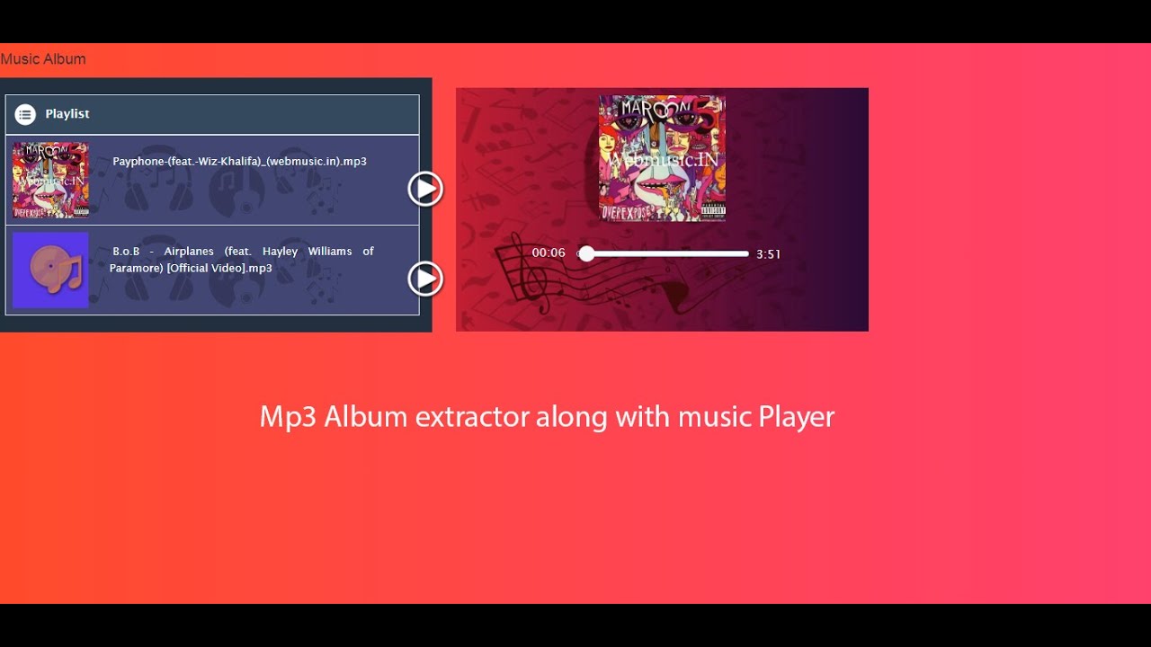 mp3 album extractor along with music player - YouTube