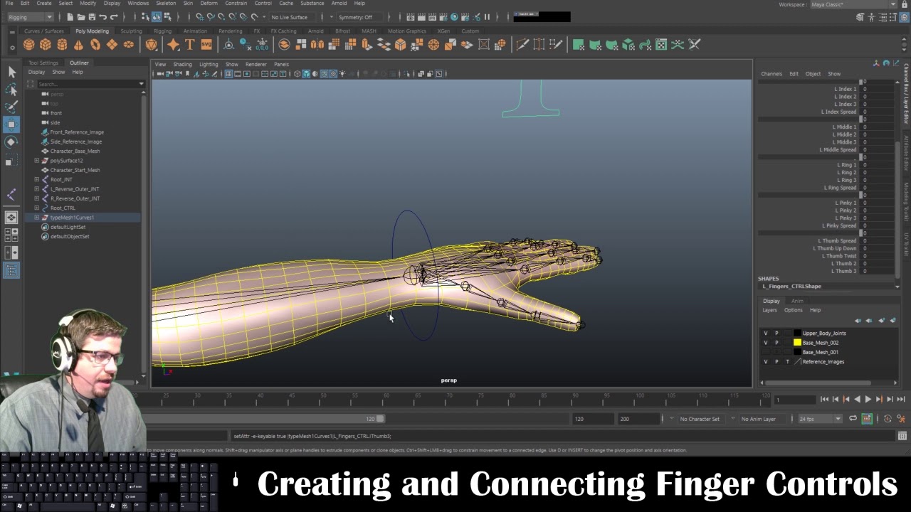 Autodesk Maya 2019: Creating and Connecting the Finger Controls - YouTube