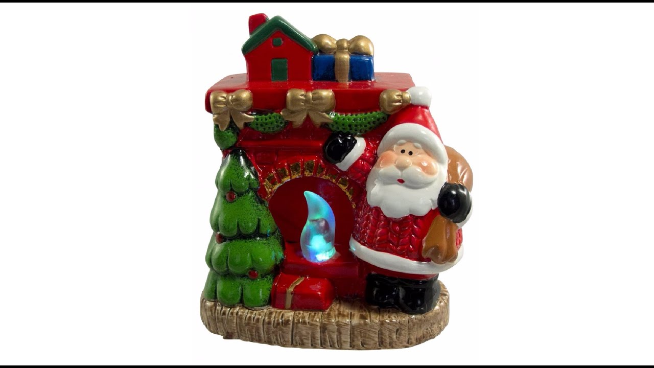 Ceramic Santa Fireplace With LED Flame - YouTube