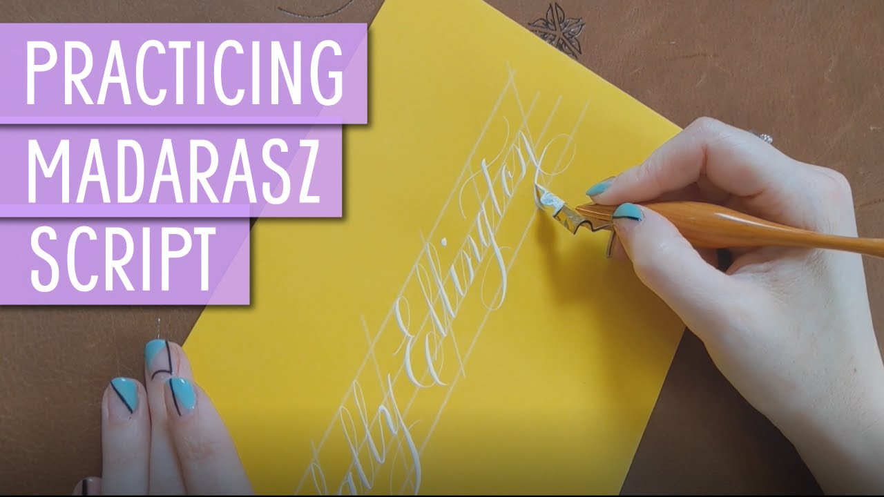 Practicing Madarasz Script Calligraphy | Yellow Envelope Addressing in ...