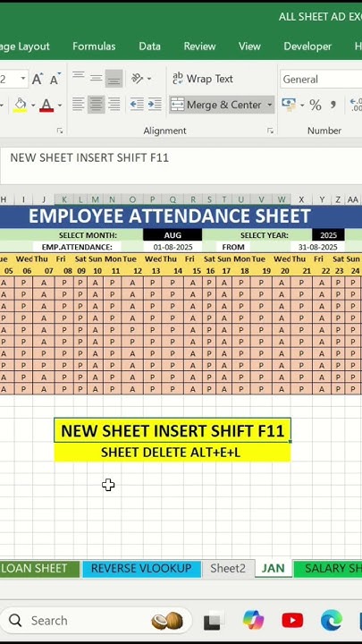 SHIFT + F11 : Shortcuts in Excel : #shift : #shorts - YouTube