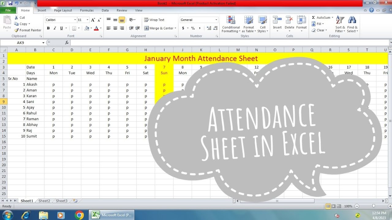 How To Make Attendance Sheet In Excel How To Make Attendance Sheet In Excel Step By Step