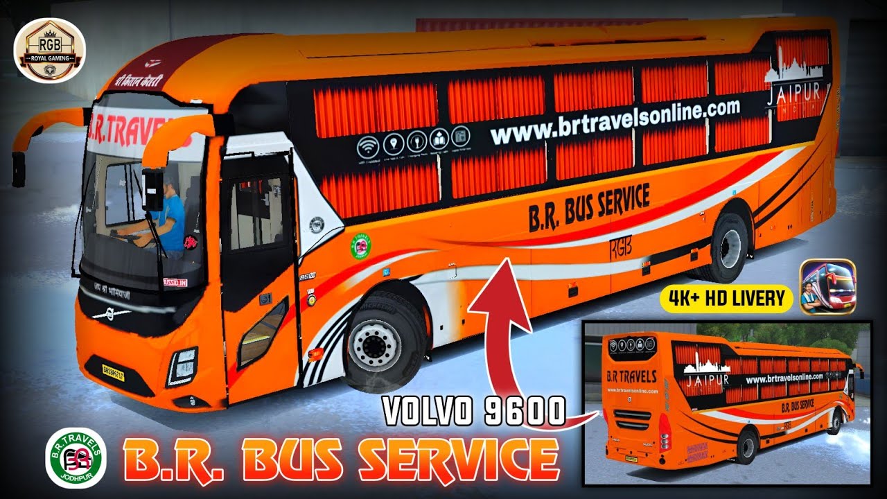 B.R. Bus Service, Livery For Volvo 9600 Bus Mod 😱|| 4K HD Livery 💯 ...