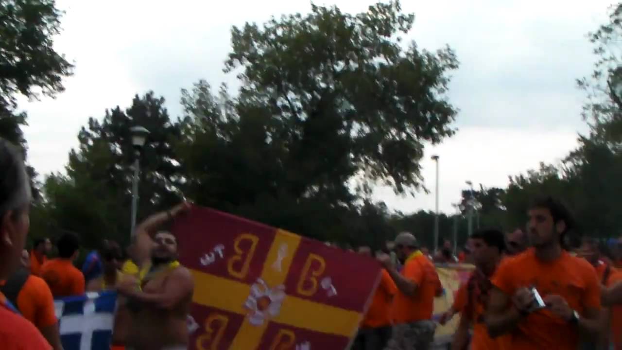 APOEL fans outside Partizani stadium!!! - YouTube