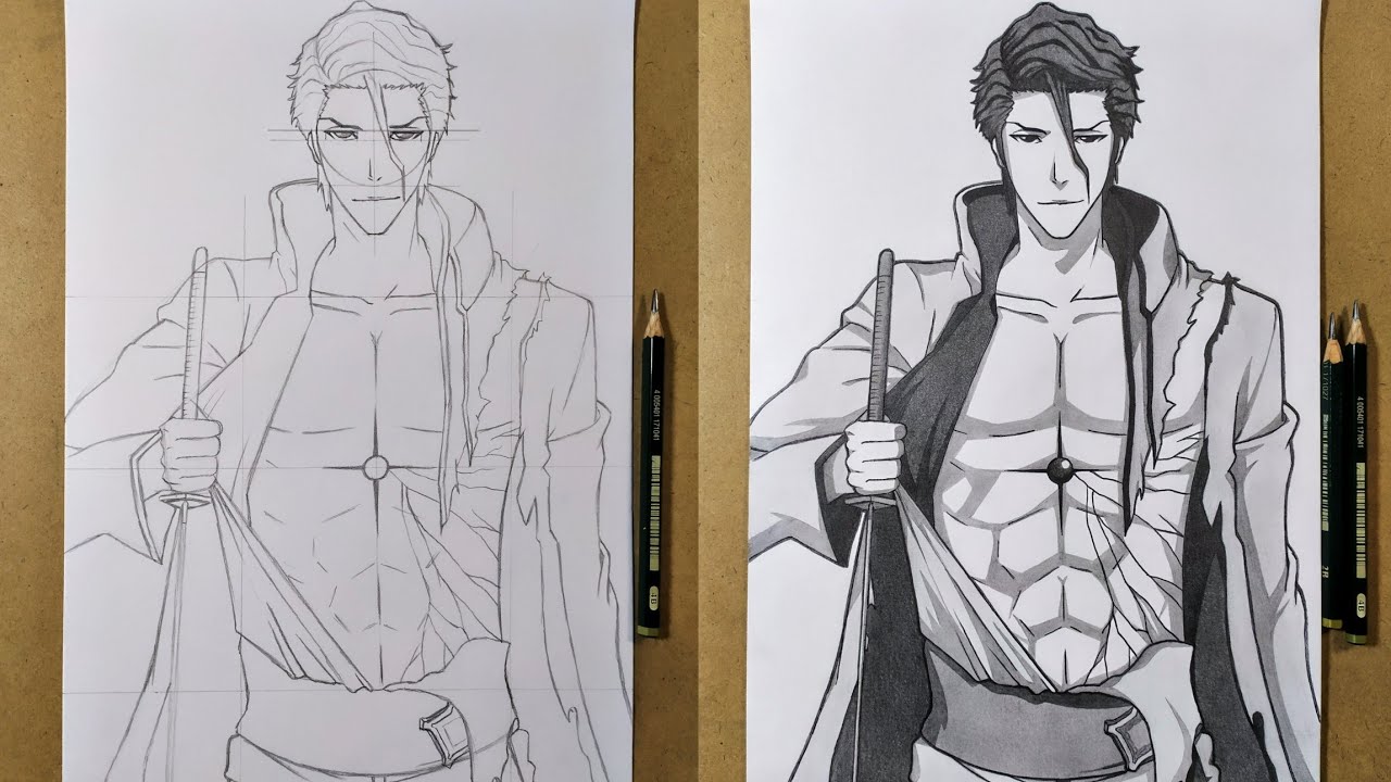 Cara Menggambar "Sosuke Aizen" [Bleach] | How to Draw Aizen - Step by ...