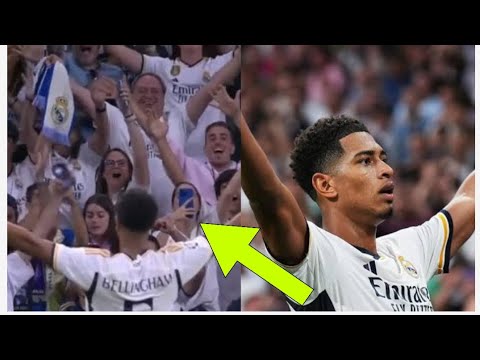 Santiago Bernabeu crowd doing Bellingham's trademark celebration after ...