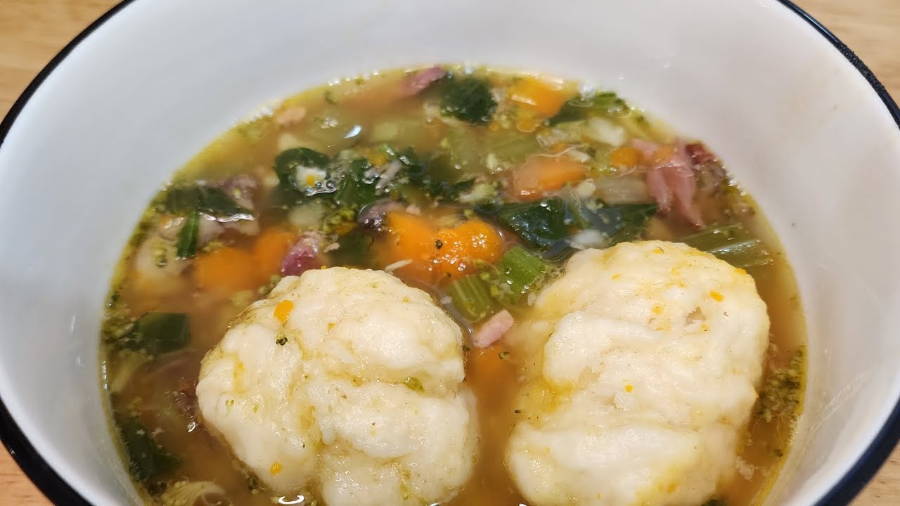 Bacon bone, Veg & Doughboy soup - YouTube