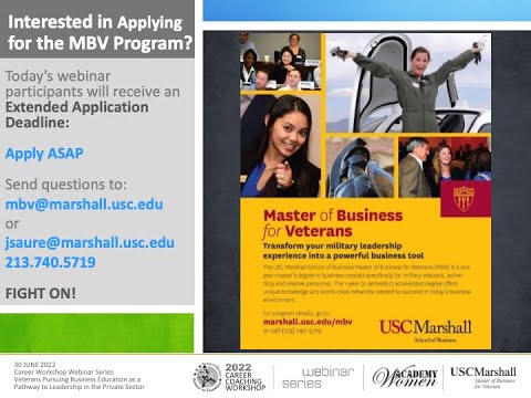 Veterans Pursuing Business Education featuring USC Master of Business ...