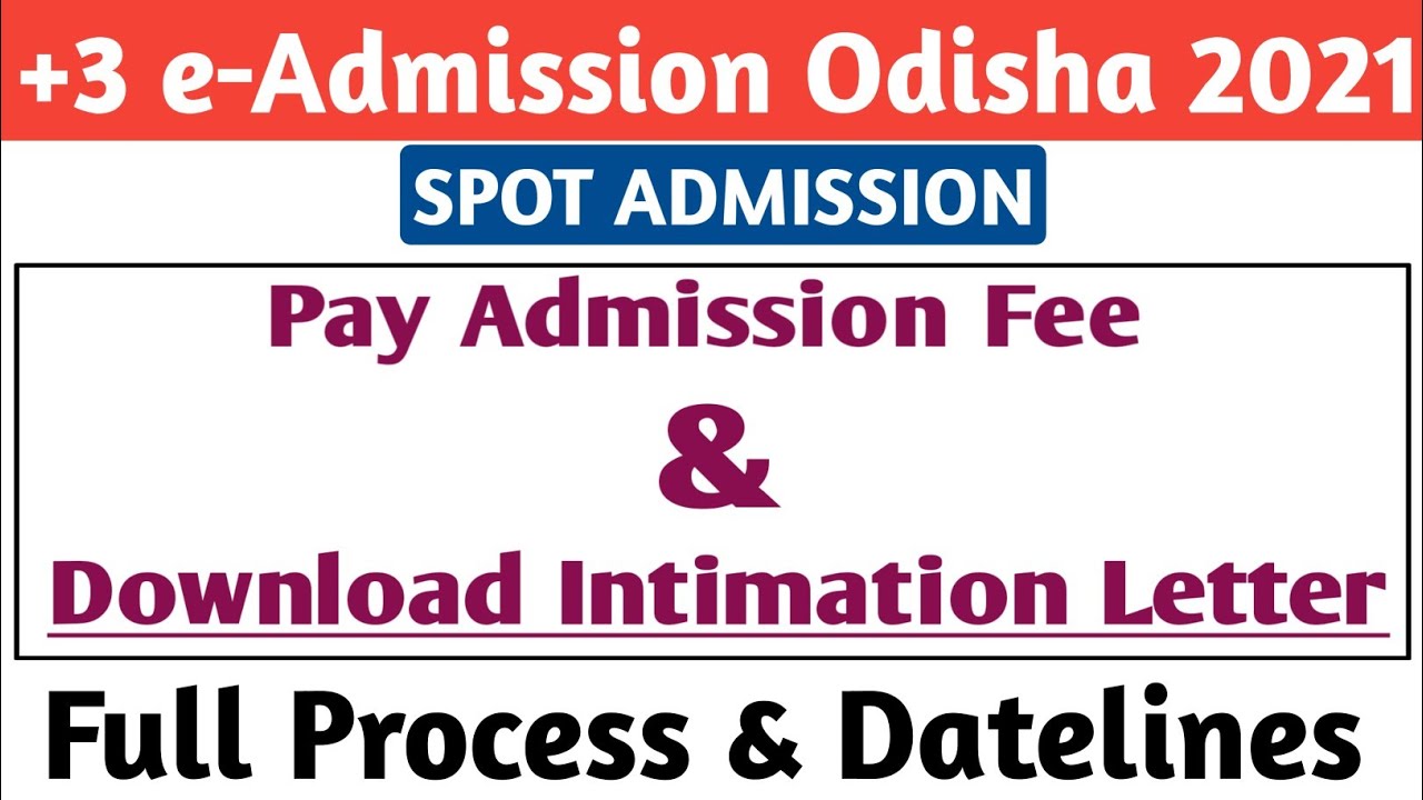 +3 Spot Admission Pay Admission Fee & Download Intimation, Full Process ...